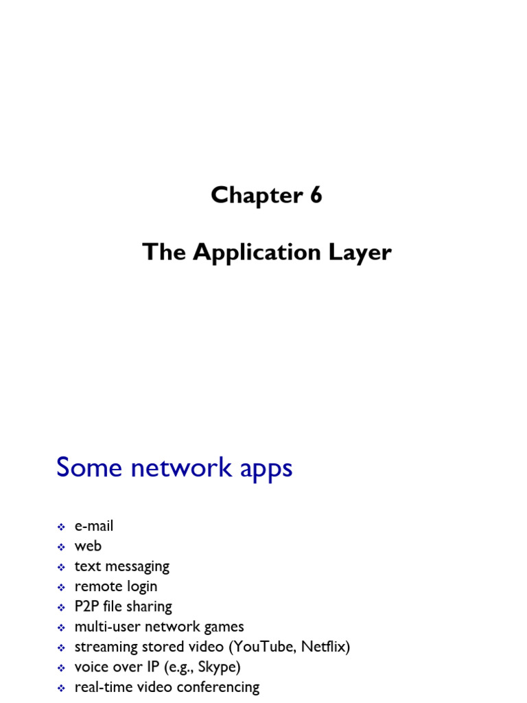 Chapter 6 - Application Layer | PDF | Domain Name System | File Transfer Protocol