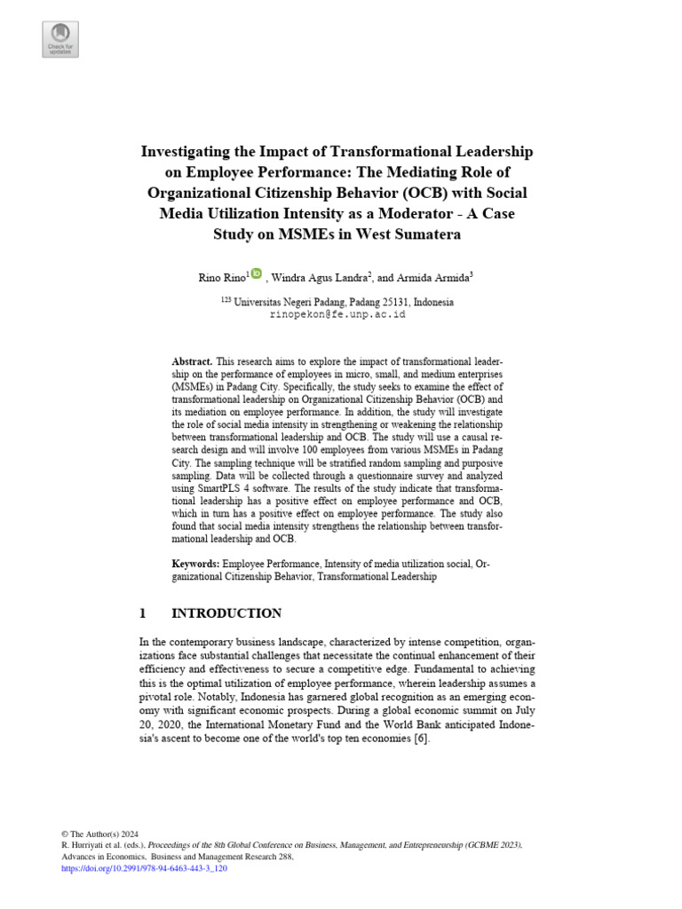 Investigating The Impact of Transformational Leadership On Employee ...