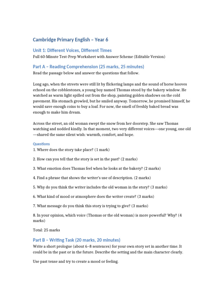 Year 6 English Test-Prep Worksheet | PDF | Human Communication ...