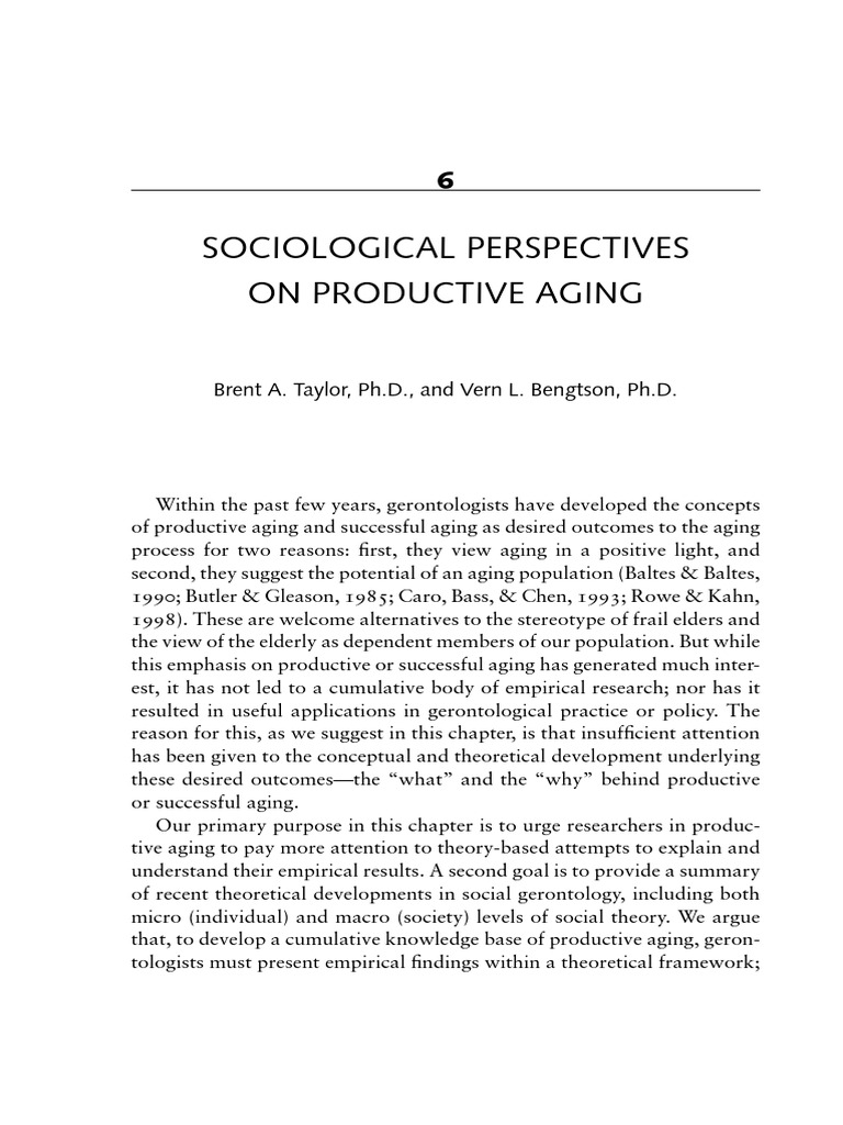 Productive Aging Concepts and Challenges - (Part II Disciplinary ...