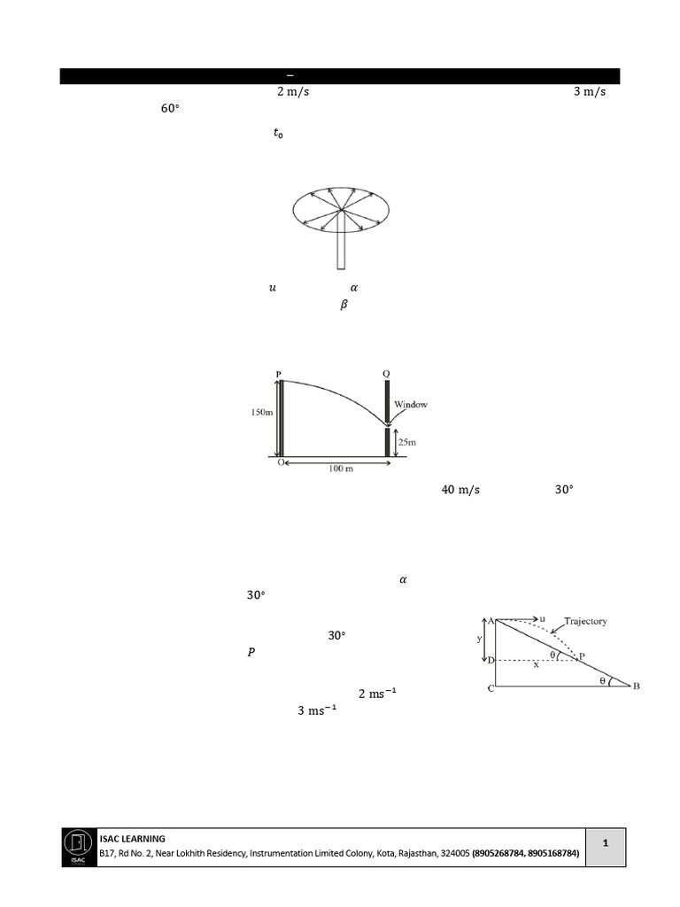 Kinematics 2D - Questions | PDF | Kinematics | Projectiles
