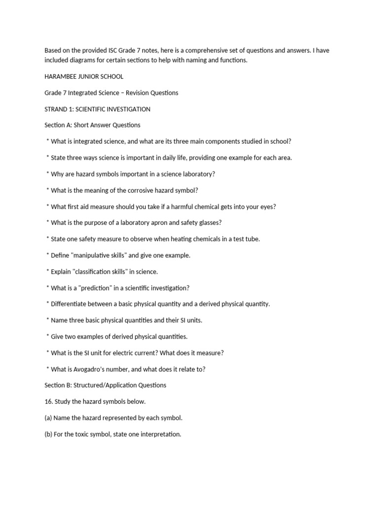 Grade 7 Integrated Science Q&A Guide | PDF | Mixture | Distillation