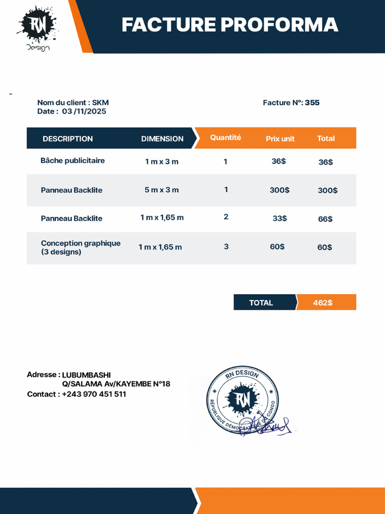 Facture Proforma RN Design1 | PDF