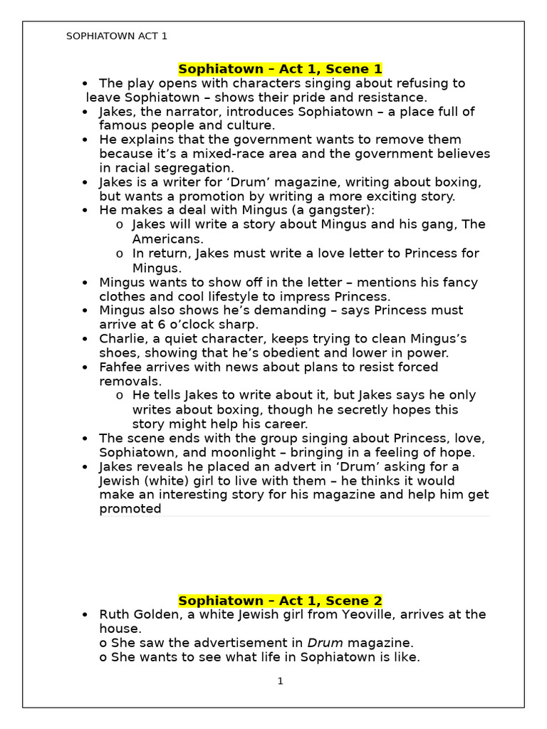 Sophiatown Scene 1 | PDF