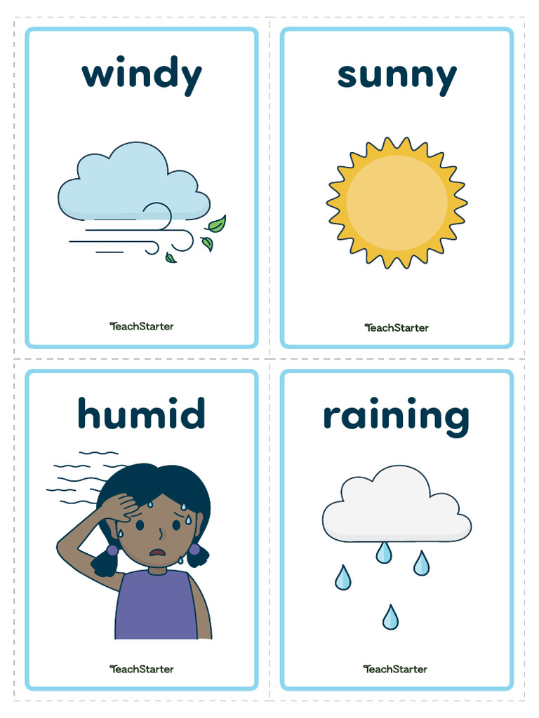Flashcards About Weather Print Able Picture Cards A Do Be Reader | PDF