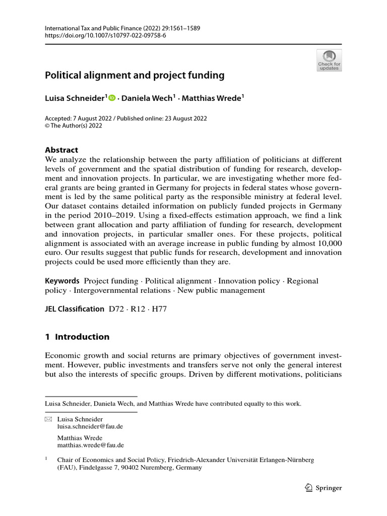 Political Alignment and Project Funding | PDF