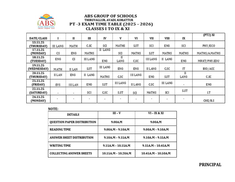 PT - 3 Timetable | PDF