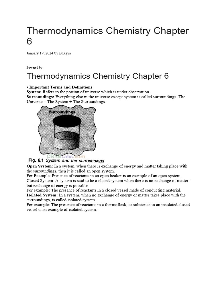 Thermodynamics Chemistry Chapter 6 | PDF | Enthalpy | Heat