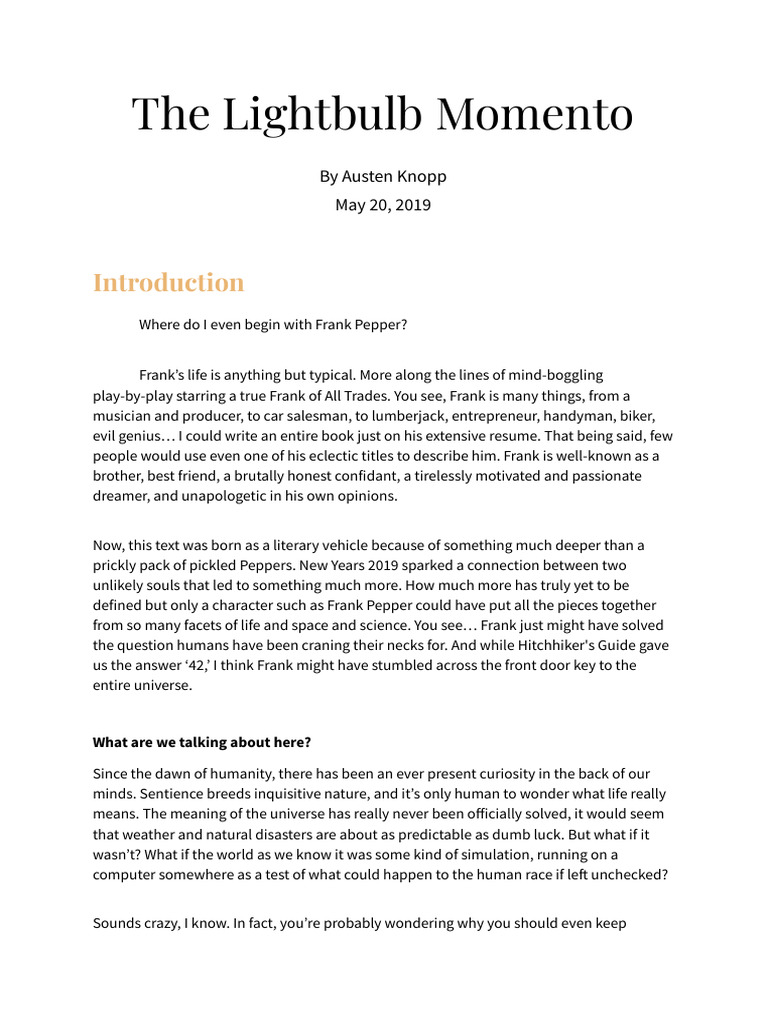The Lightbulb Momento | PDF