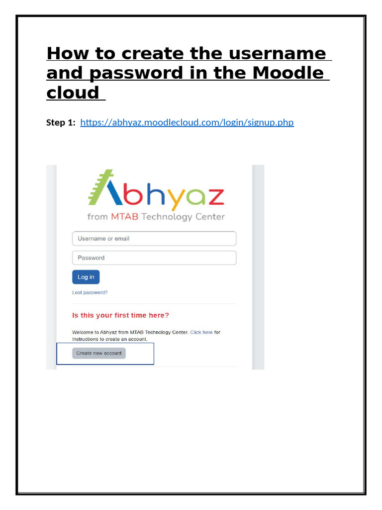 How To Create The Username and Password in The Moodle Cloud | PDF