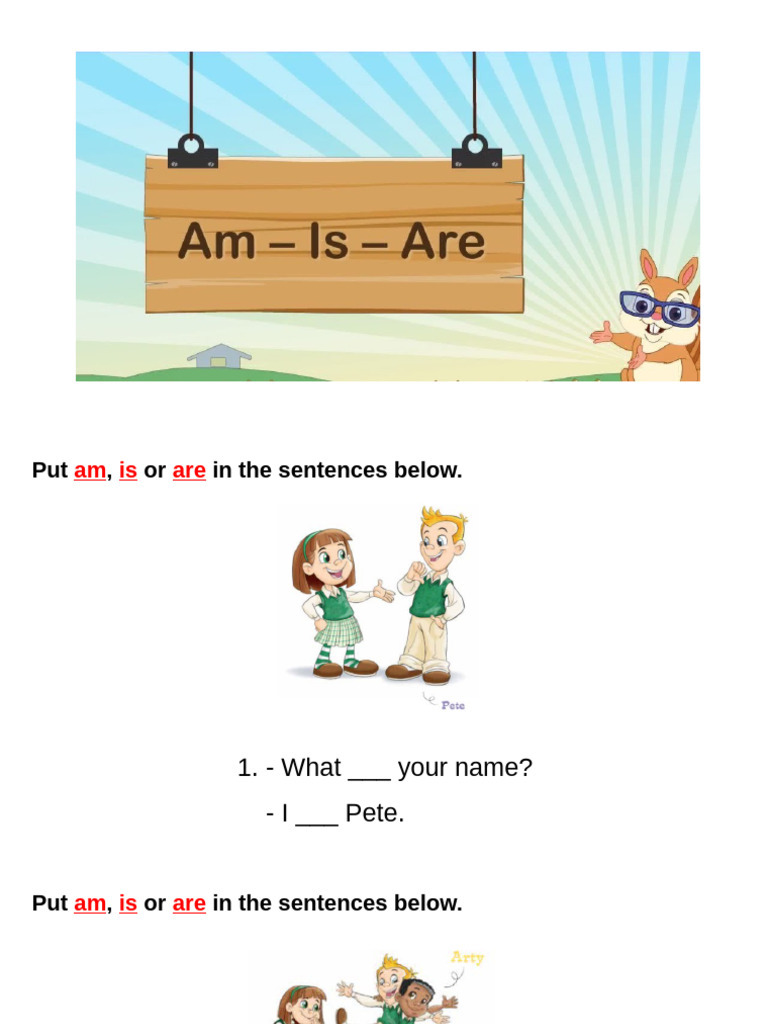 Verb To Be and Subject Pronouns 146365 | PDF