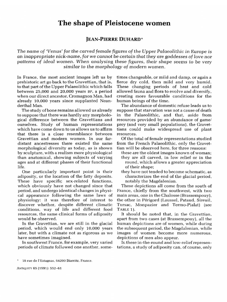 Morphology of Gravettian Women | PDF | Paleolithic