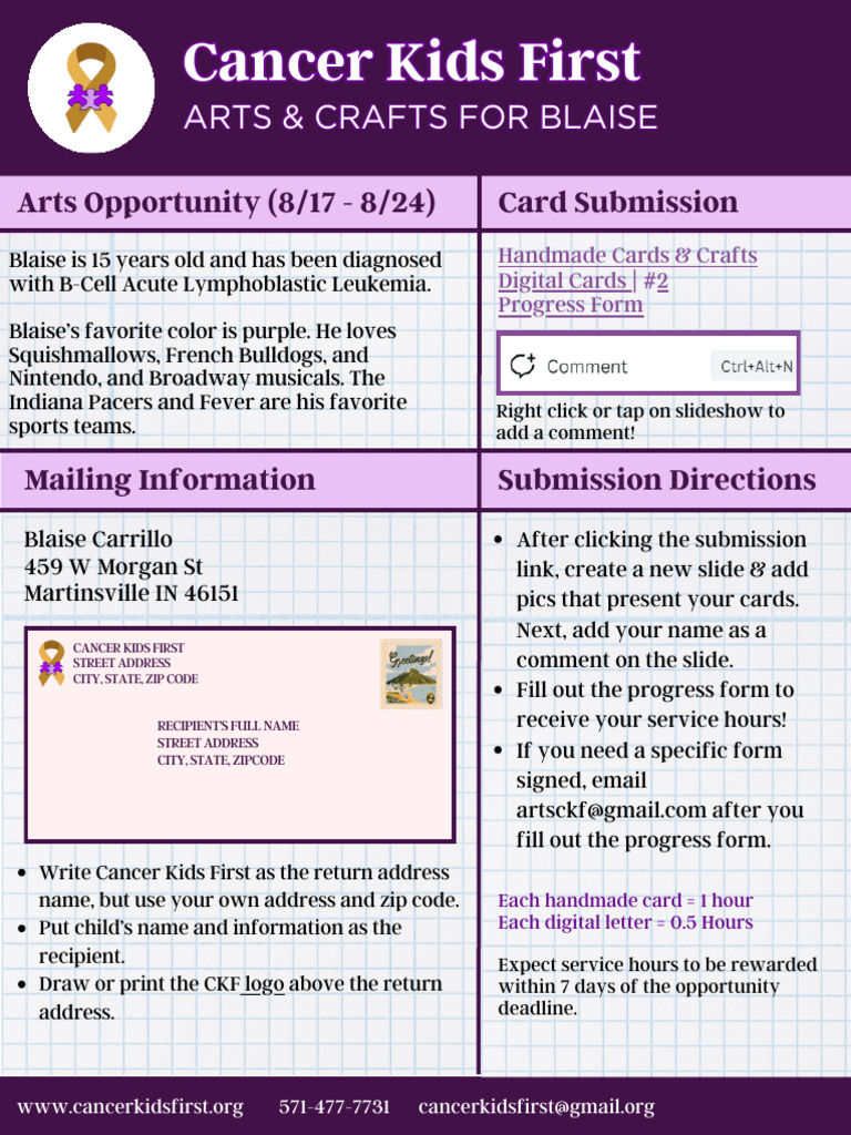 Arts & Crafts for Blaise Fundraiser | PDF