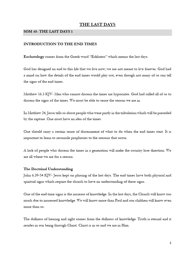 The Second Coming_SOM-The Last Days | PDF | Christian Eschatology | Rapture