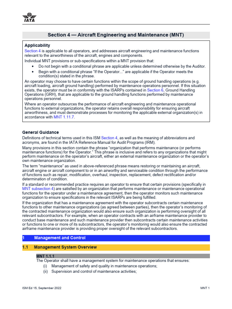 MNT Ism Ed 15 | PDF | Aviation