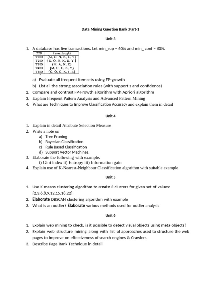 Data Mining Question Bank Part 1 | PDF
