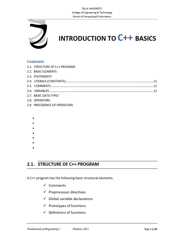 Chapter 2 - Introduction To C - Basics - 200320091642 | PDF | Integer (Computer Science) | Data Type