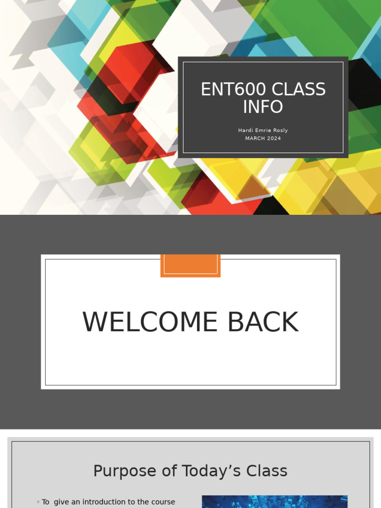 ENT600 ODL Classroom Intro - Updated Oct 2024 | PDF | Swot Analysis ...