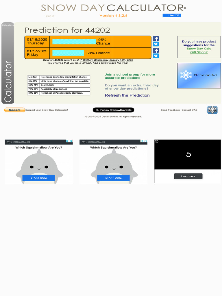 Snow Day Calculator | PDF | Physical Geography | Meteorological Phenomena