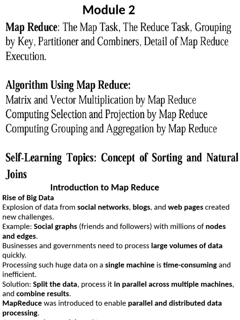 big data mca sem3 Module2 Notes Part I | PDF | Map Reduce | Apache Hadoop