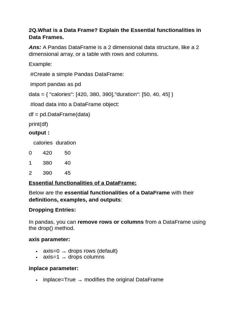 Data Frame and Its Essential Functionalities | PDF | Parameter (Computer Programming) | Computer ...