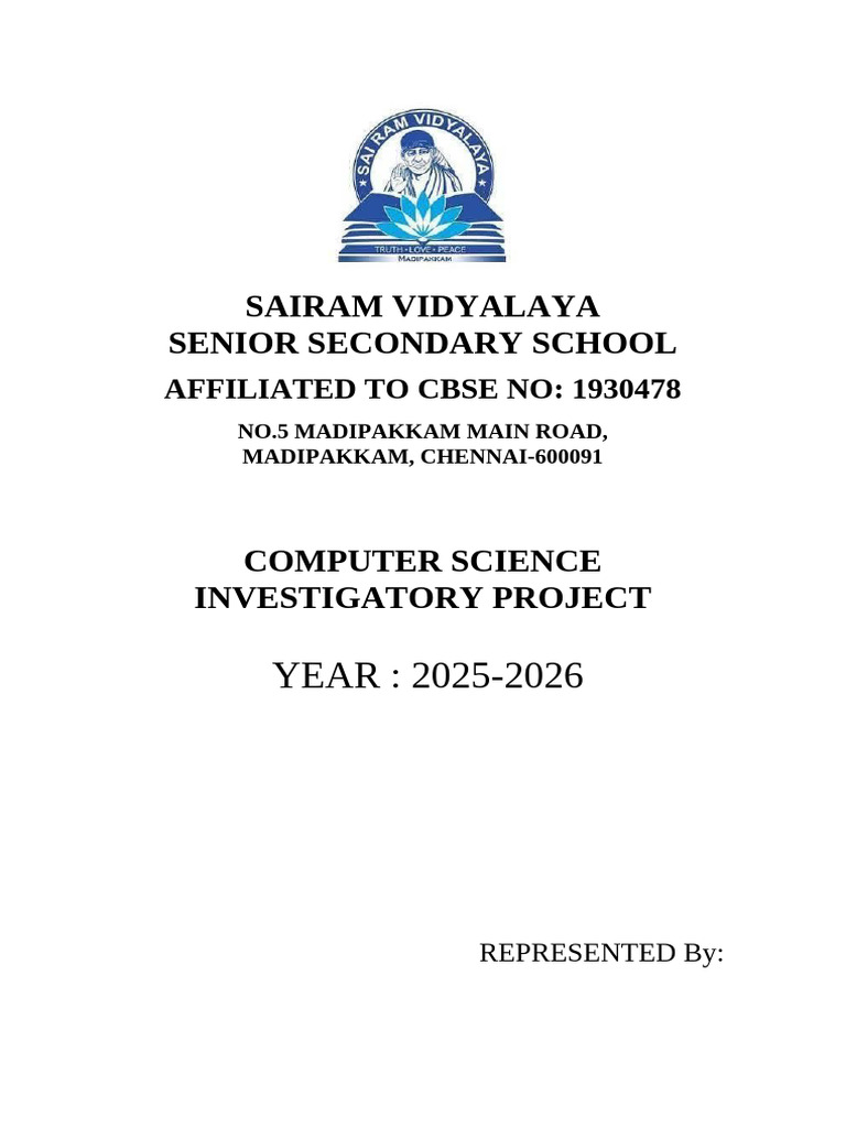 Xii - Project Front Page | PDF