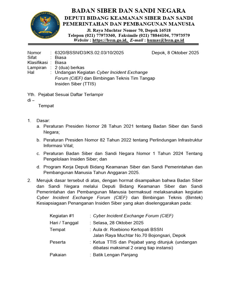 FB.329 D3.K.2025.591 Surat 6320 Undangan CIEF Dan Bimtek TTIS - 1 ...