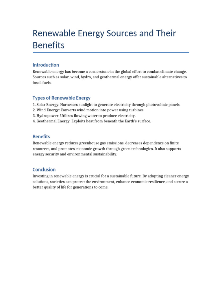 Renewable Energy Benefits | PDF