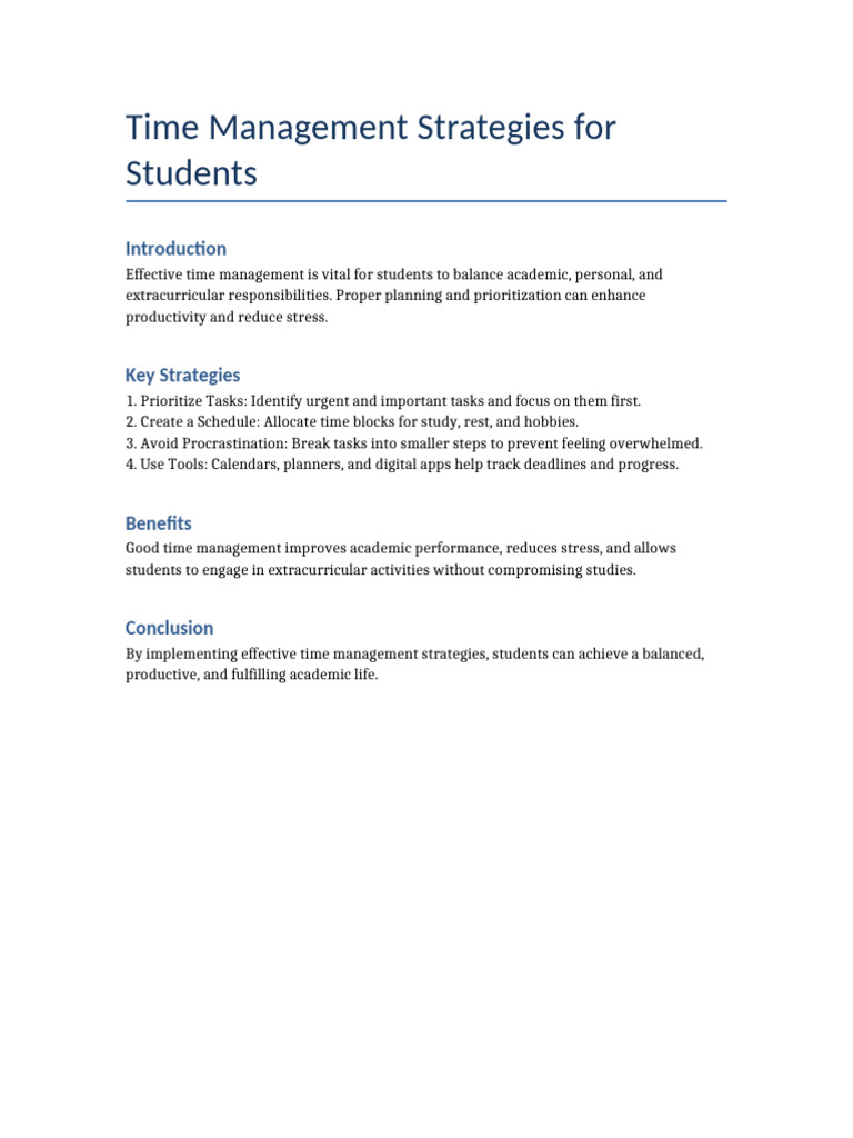 Time Management Strategies | PDF