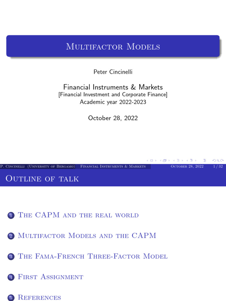 Lesson_Multifactor Models (CAPM) | PDF | Capital Asset Pricing Model ...