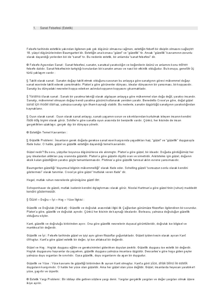 Sanat Felsefesi (Estetik) | PDF
