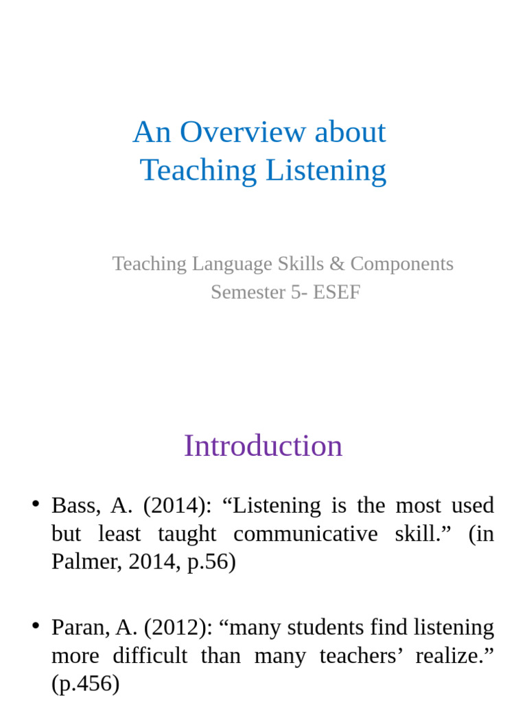 Teaching Listening Skills Overview | PDF | Sentence (Linguistics ...