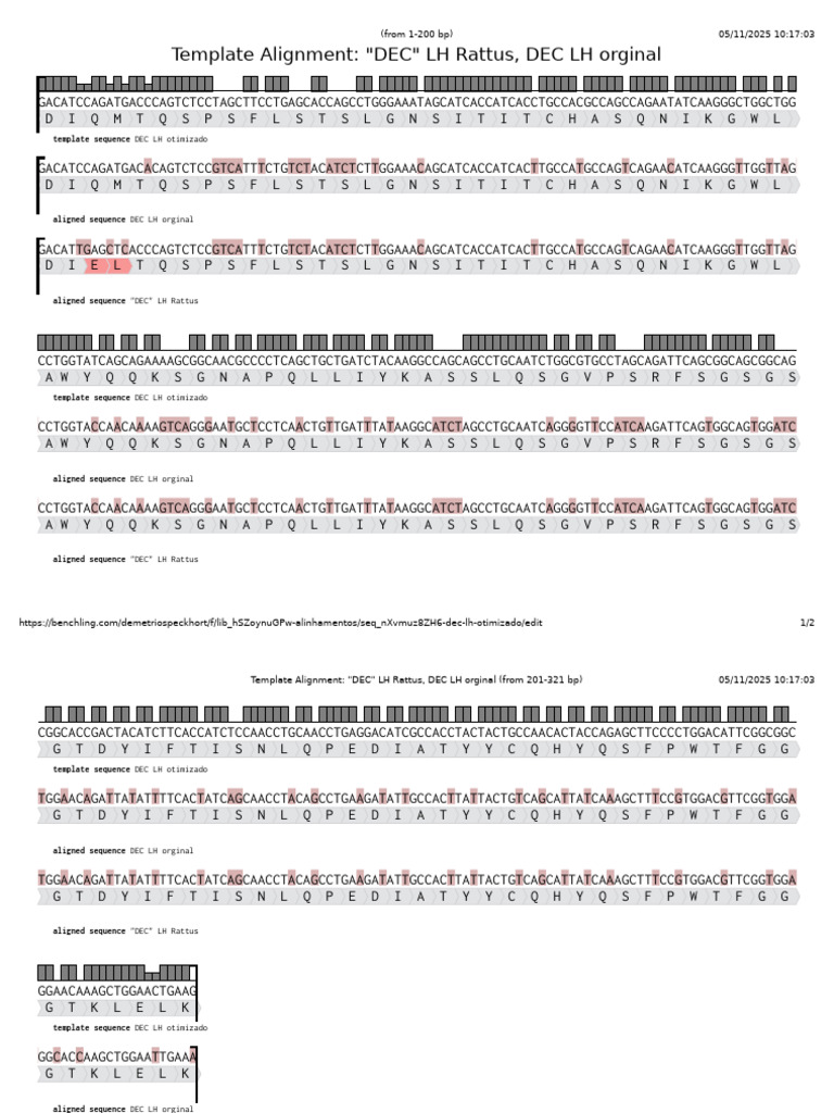 DEC LH Rattus Sequence Alignment | PDF | Molecular Biology | Biotechnology