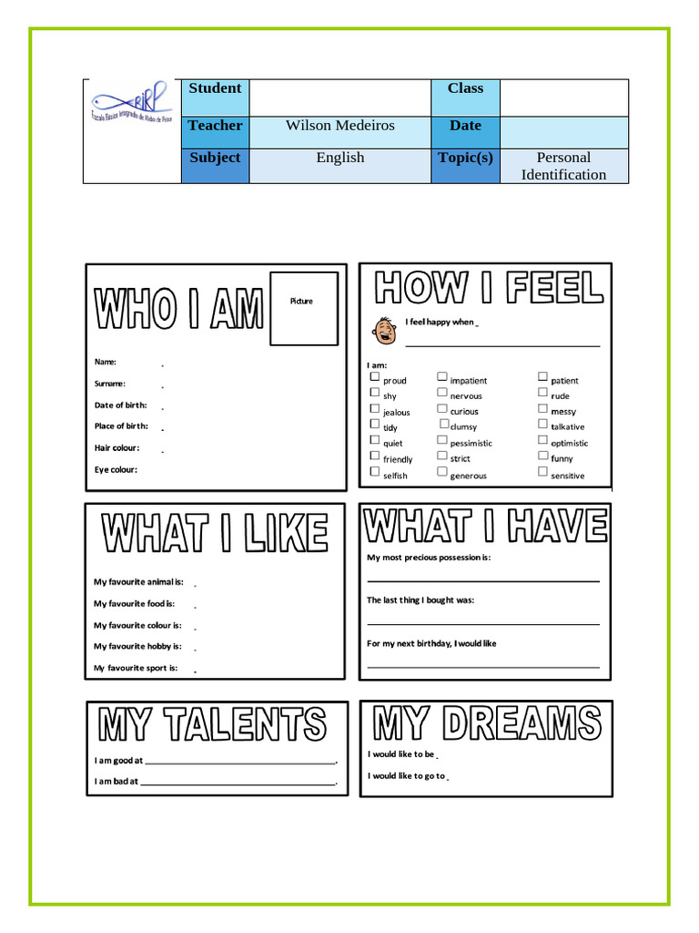 Personal Identification Template for Students | PDF