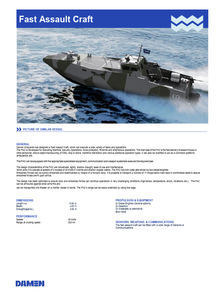 Fast Assault Craft Specifications & Features | PDF | Ships | Amphibious ...