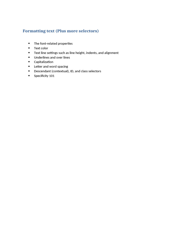 Text Formatting and Selectors Guide | PDF | Typefaces | Arial