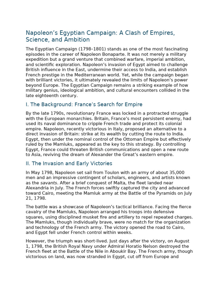 Napoleon Egypt Analysis | PDF | Napoleon | Egypt