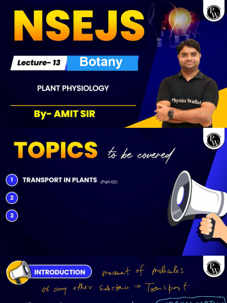 Plant Physiology 13 - Class Notes - NSEJS Batch 2024 | PDF