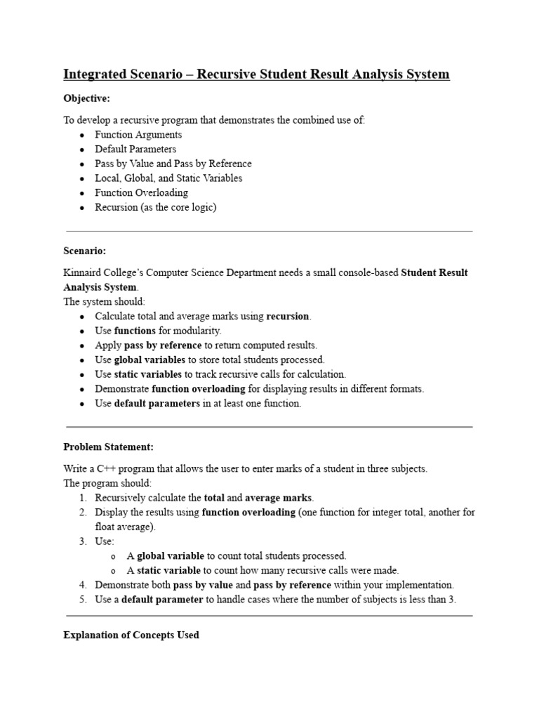 Integrated Scenario - Functions and Recursion | PDF | Parameter (Computer Programming ...