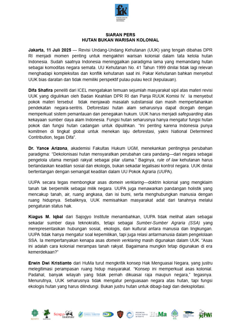 Revisi UU Kehutanan: Akhiri Warisan Kolonial | PDF