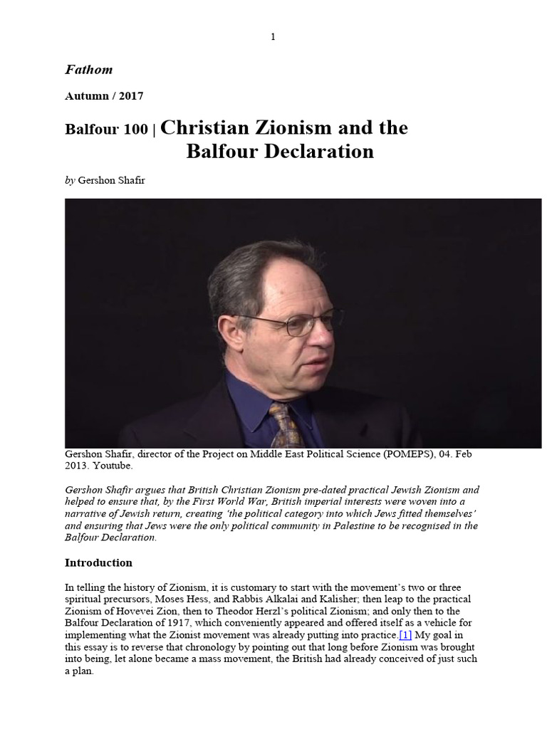 Christian Zionism and the Balfour Declaration | PDF | Zionism | British ...