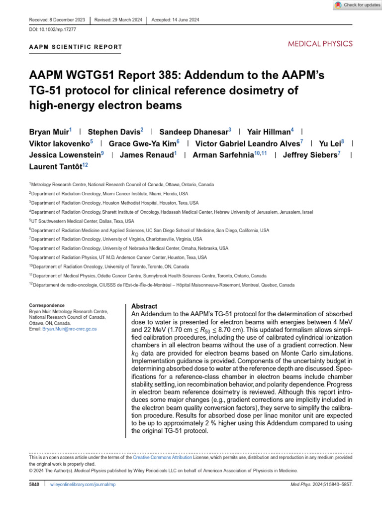 Medical Physics - 2024 - Muir - AAPM WGTG51 Report 385 Addendum To The ...