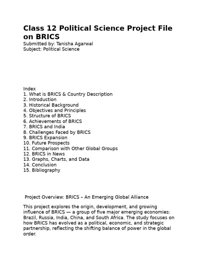 BRICS: A Class 12 Political Science Study | PDF | Economies ...