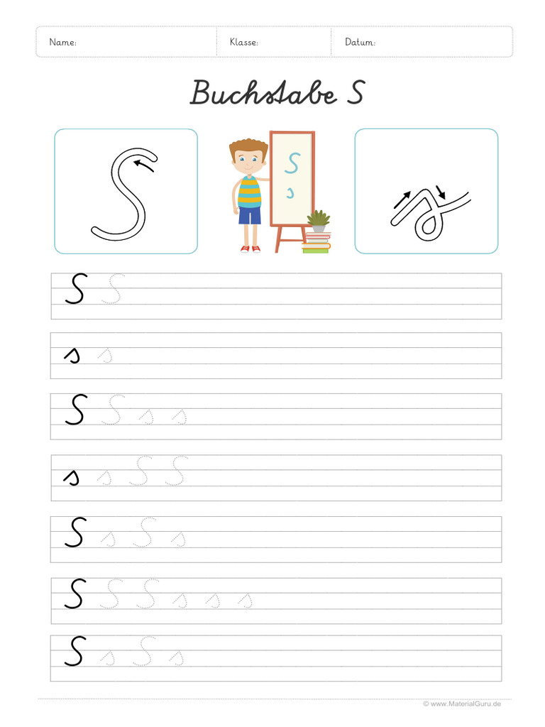 Arbeitsblatt Schreibschrift Buchstabe S 04 | PDF