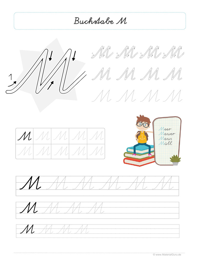 Arbeitsblatt Schreibschrift Buchstabe M 01 | PDF