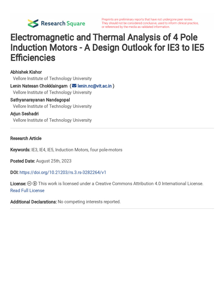Electromagnetic Analysis of 4-Pole Motors | PDF | Physical Quantities ...