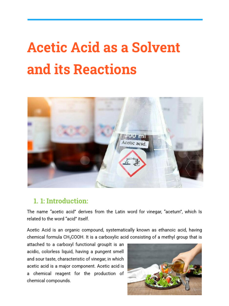 Acetic Acid: Properties and Applications | PDF | Acetic Acid | Solvation