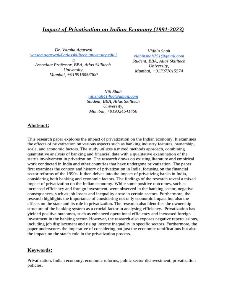 Privatization's Impact on India's Economy | PDF | Privatization ...