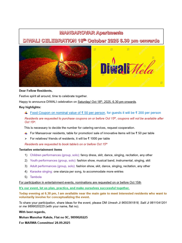 Diwali Celebration Oct 25 | PDF