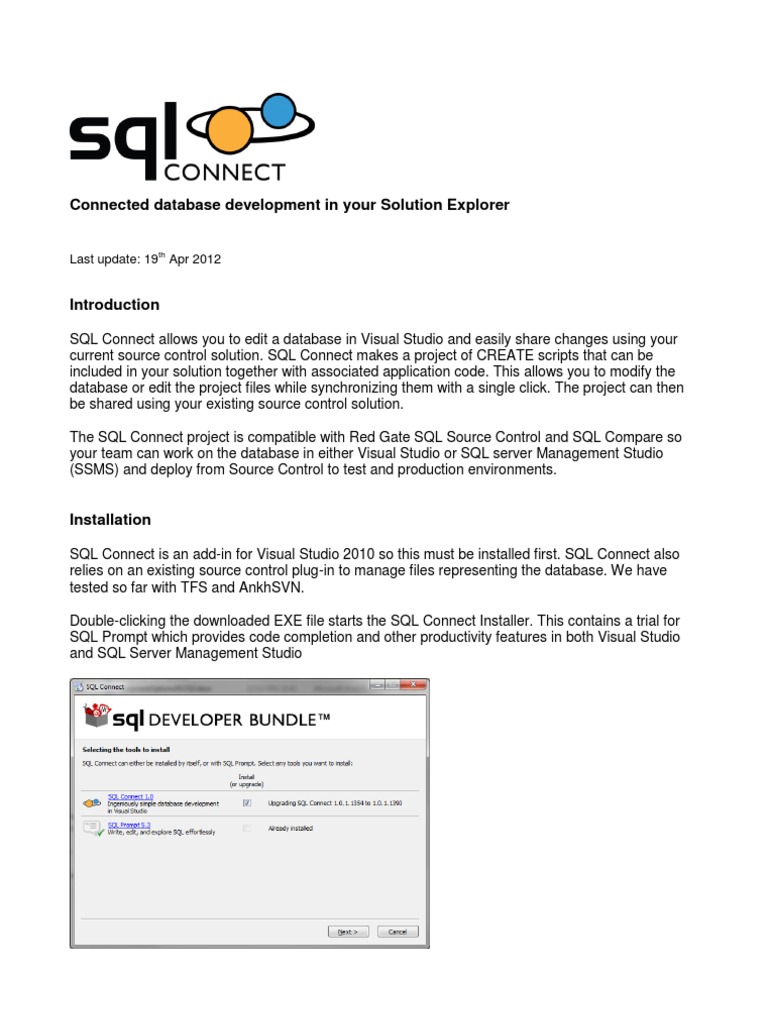 SQL Connect Gettingstarted | PDF | Microsoft Visual Studio | Version ...